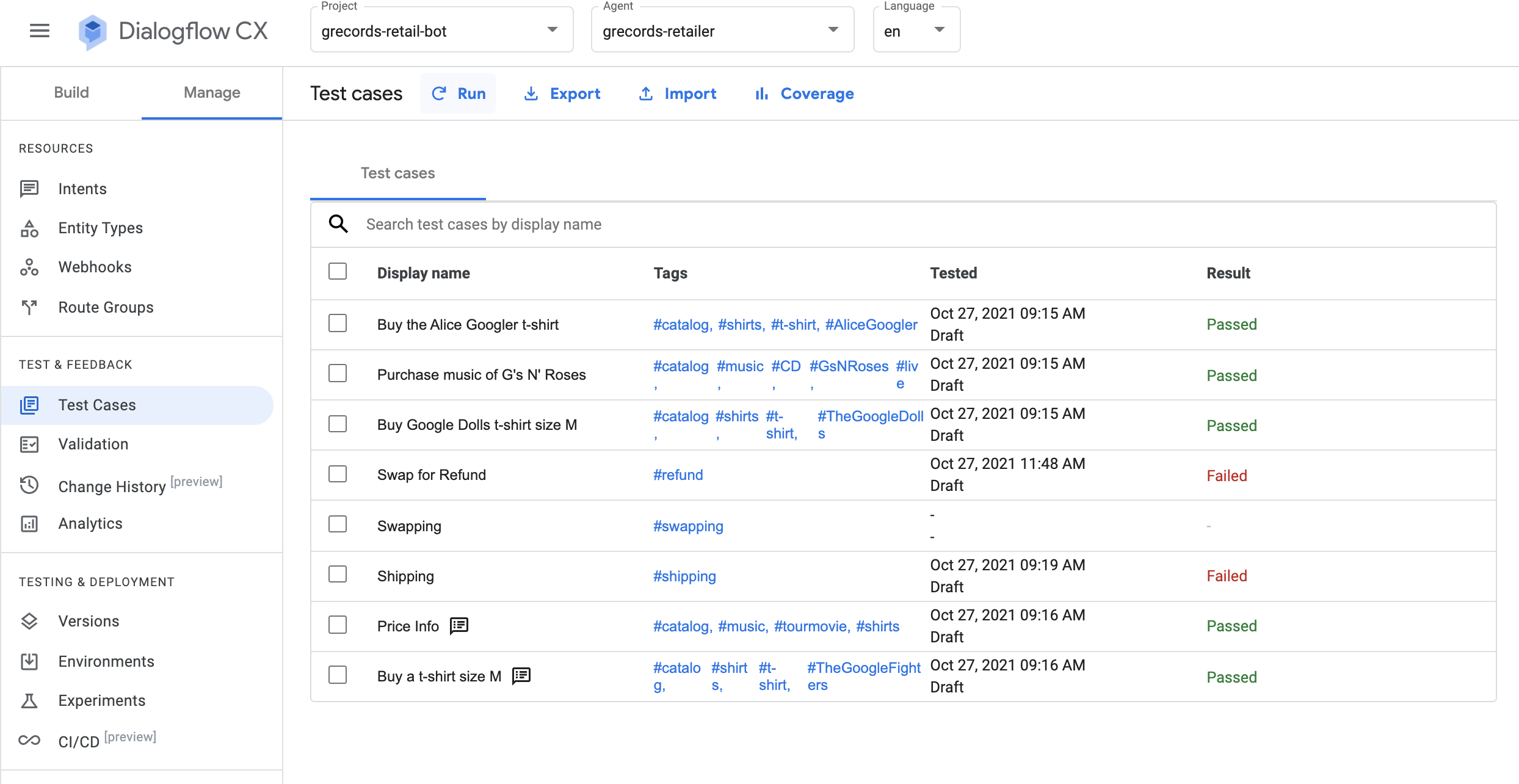 Dialogflow CX: Build a retail virtual agent | Google Codelabs