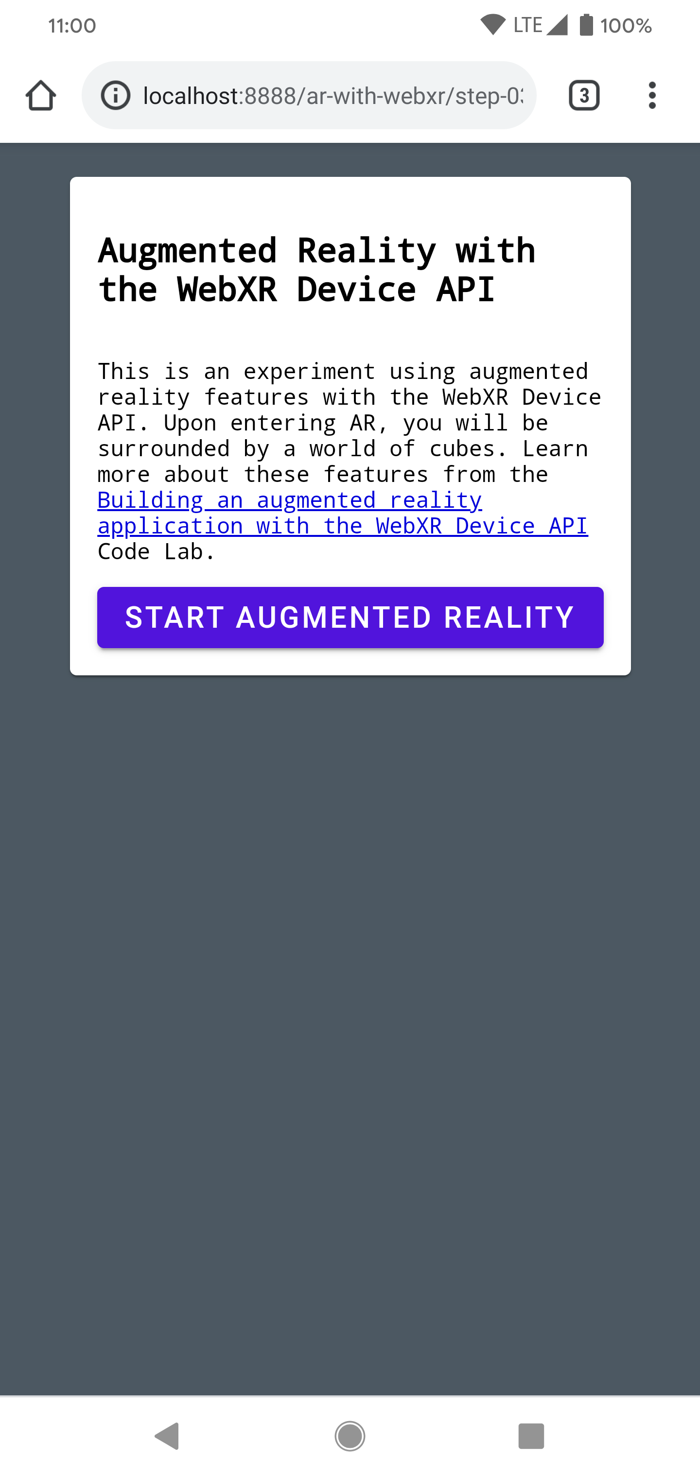 Build an augmented reality (AR) app using the WebXR Device API | Google Codelabs