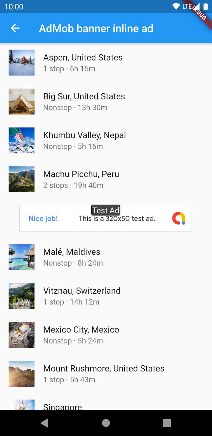 Adding an AdMob banner and native inline ads to a Flutter app | Google Codelabs
