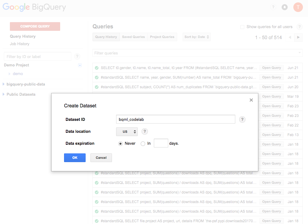 Getting Started with BigQuery ML | Google Codelabs
