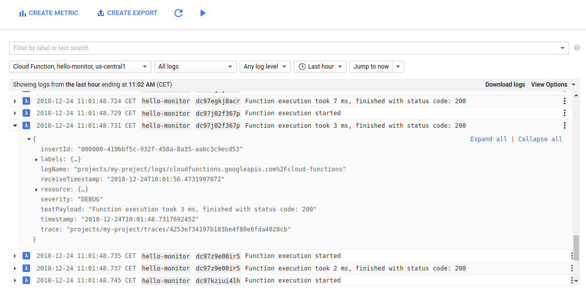 Use Stackdriver Logging and Stackdriver Trace for Cloud Functions | Google Codelabs