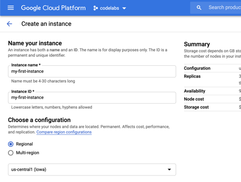 Cloud Spanner: Tu primera base de datos | Google Codelabs