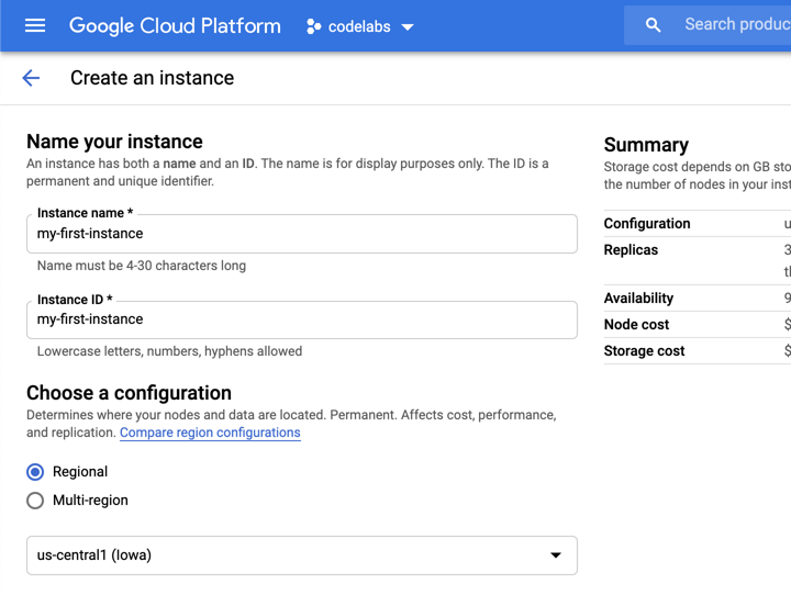 Cloud Spanner: Tu primera base de datos | Google Codelabs