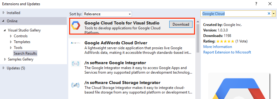 Install and use Cloud Tools for Visual Studio | Google Codelabs