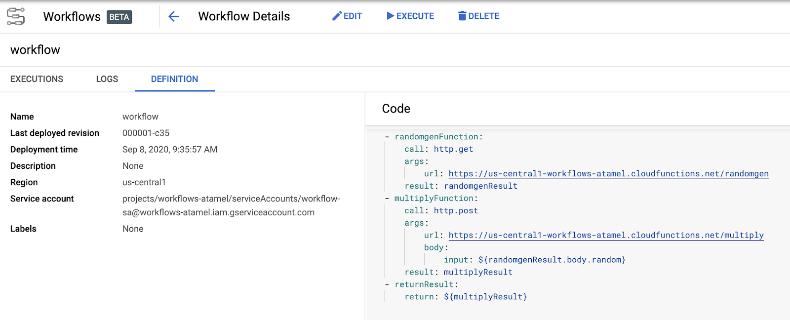 Introduction to serverless orchestration with Workflows | Google Codelabs