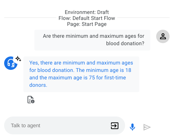 Informed decision making using Dialogflow CX generators and data stores | Google Codelabs