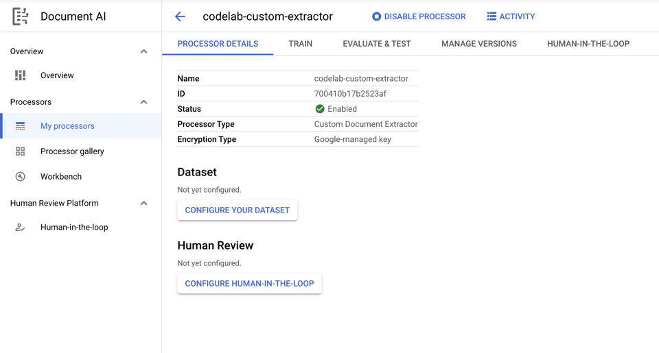 Document AI Workbench - Custom Document Extractor | Google Codelabs