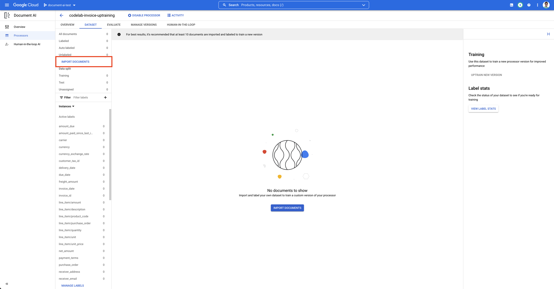 Document AI Workbench - Uptraining | Google Codelabs