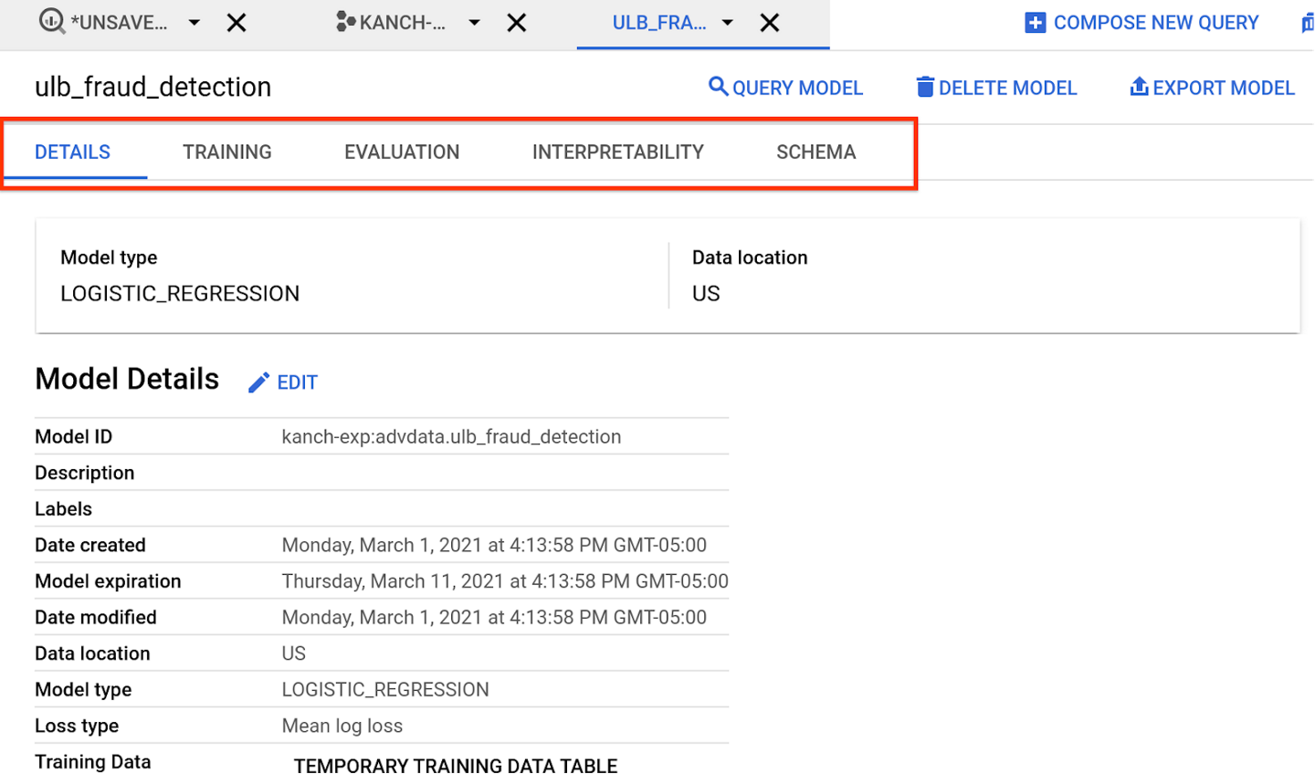 Bigquery ML for Fraud Detection in Credit card transactions using console | Google Codelabs