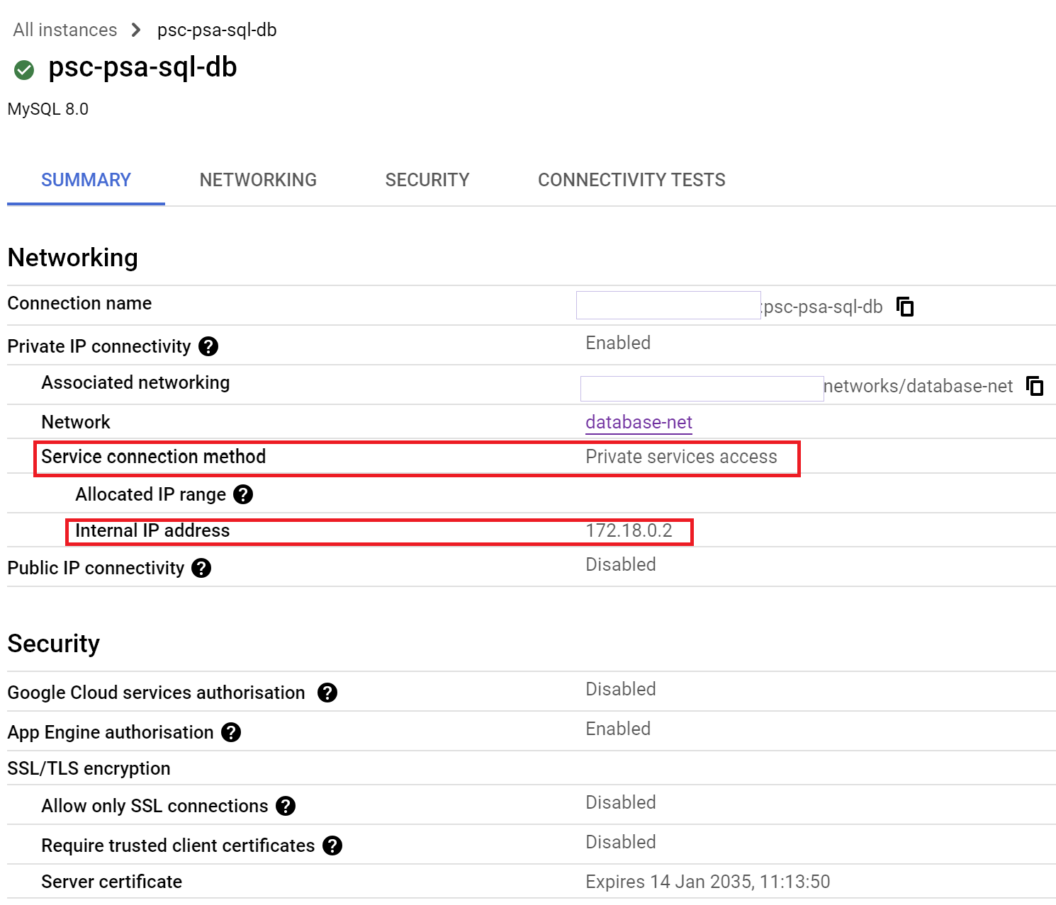Enable Private Service Connect on existing Cloud SQL instance running ...