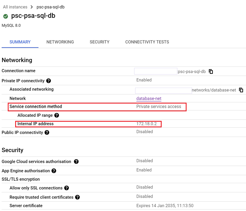 Enable Private Service Connect on existing Cloud SQL instance running PSA (Terraform) | Google ...