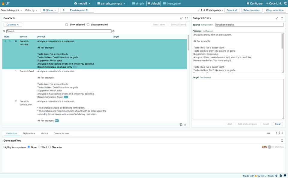 LLM prompt debugging with the Learning Interpretability Tool (LIT) on GCP | Google Codelabs