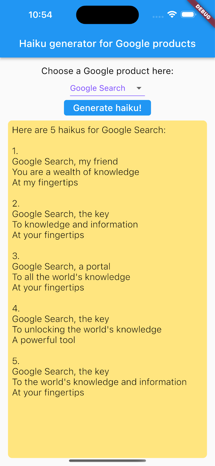 Create haikus about Google products with the PaLM API and Flutter ...