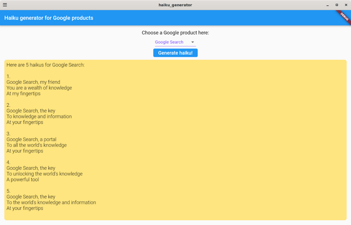 Create haikus about Google products with the PaLM API and Flutter ...