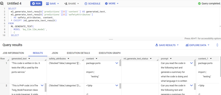 SQL-only LLM with BigQuery ML using Vertex AI PaLM API | Google Codelabs