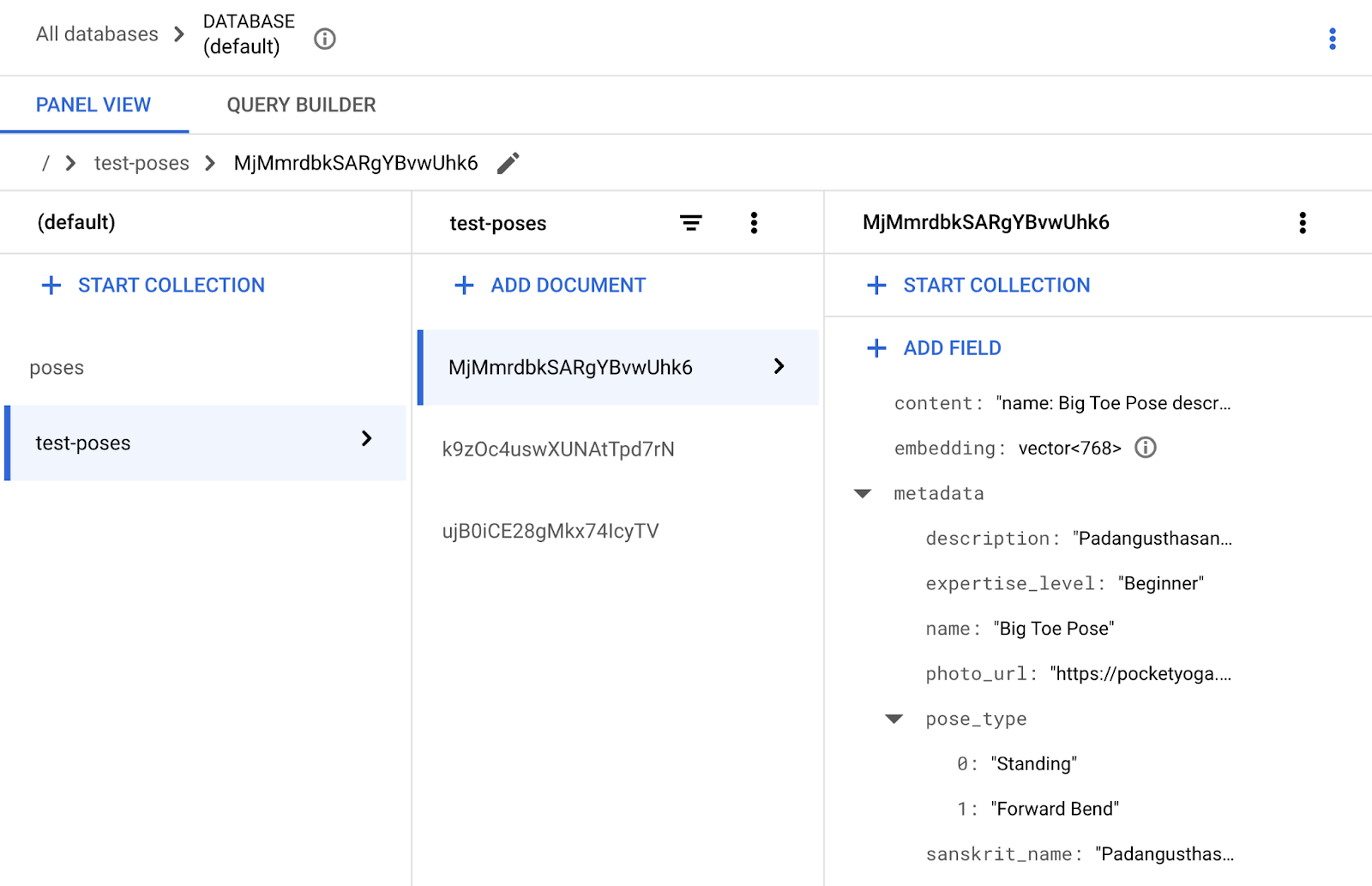 Codelab - Build a contextual Yoga Poses recommender app with Firestore, Vector Search, Langchain ...